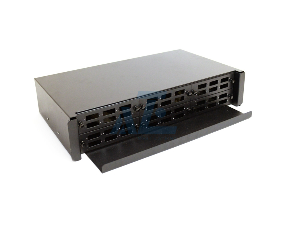 2U 19inch Rack Mount Fiber Optic Patch Panel with Adapter Panel Plates ...