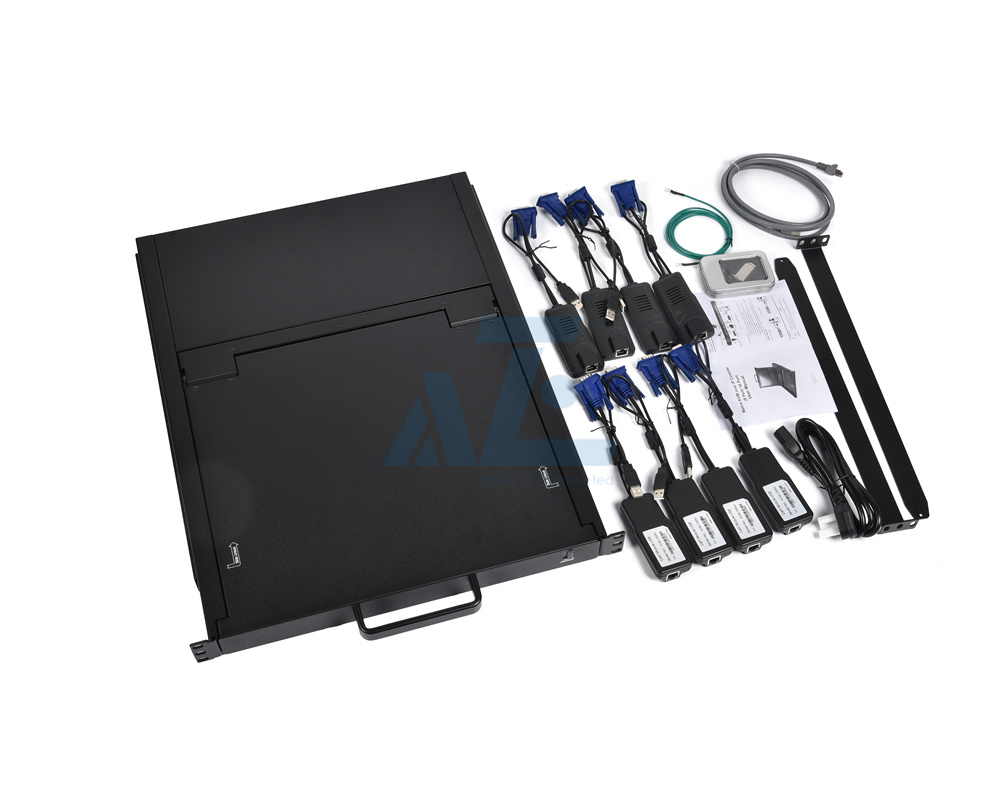 1U Rackmount 19inch LCD Console with Integrated 24 port IP KVM Switch ...