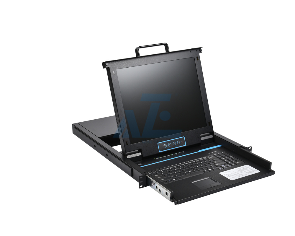 1U Rackmount 19inch LCD Console with Integrated 24 port IP KVM Switch ...