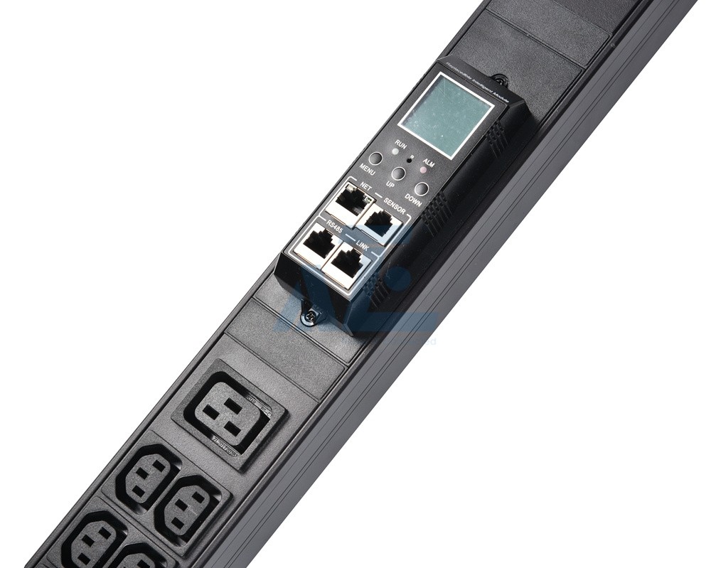 Metered rack PDU, ZeroU, Three Phase, 400V/63A, (36) C13 & (6) C19 | AZE